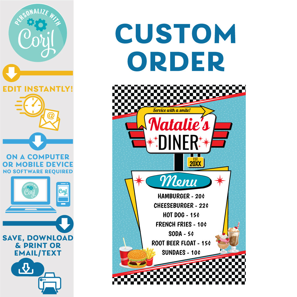 1950s Diner Menu Template