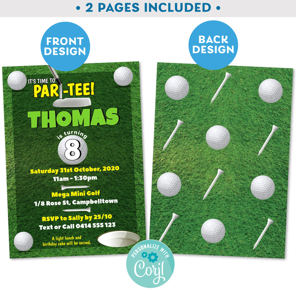 PRINTABLE Mini Golf Kids Birthday Invitation 5" x 7" – Invite Central