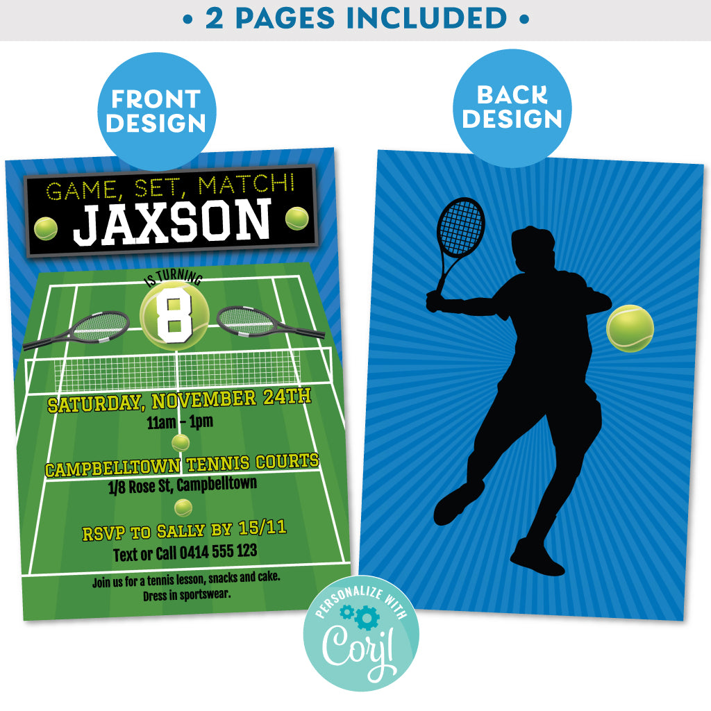Create A Tennis Birthday Invitation Personalised Birthday Card Tennis