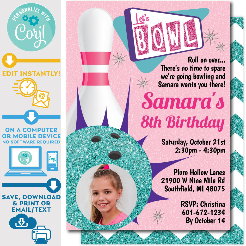 10 Pin Bowling Clipart Invitations
